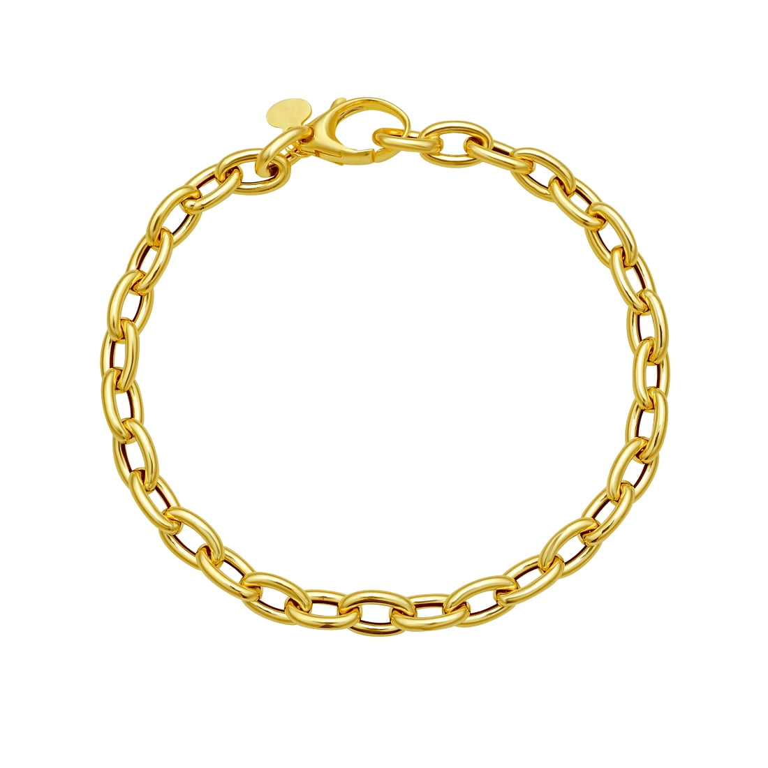 14k Yellow Gold Polished Charm Lock Rolo Link Chain Necklace With ...