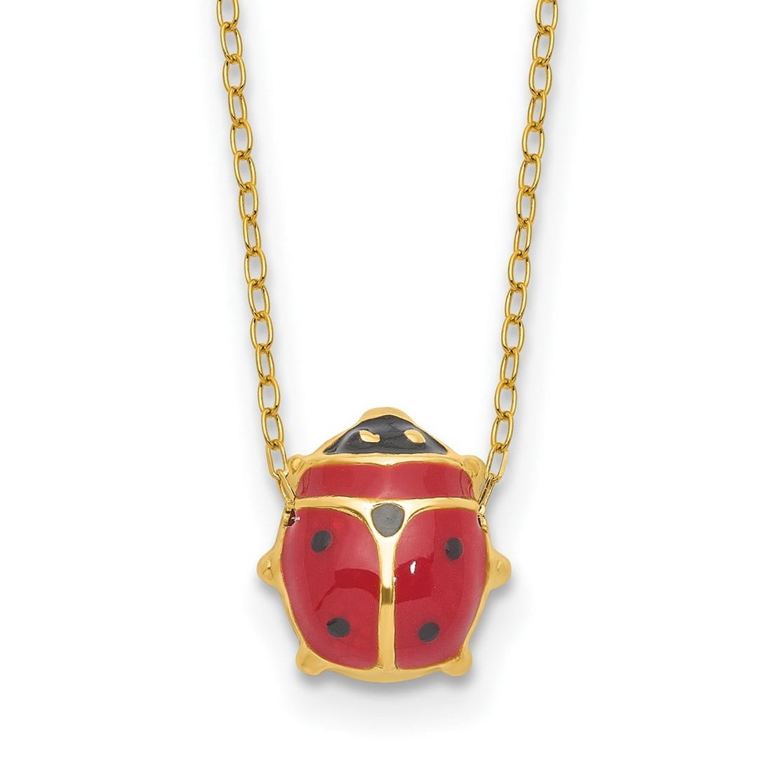 Free Shipping! 14k Yellow Gold Polished Closed back Enameled Ladybug ...