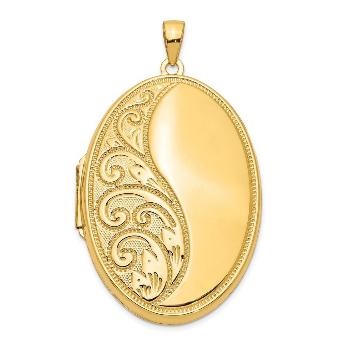 14k Yellow Gold Polished Holds 2 photos Oval Heavy Weight Locket ...