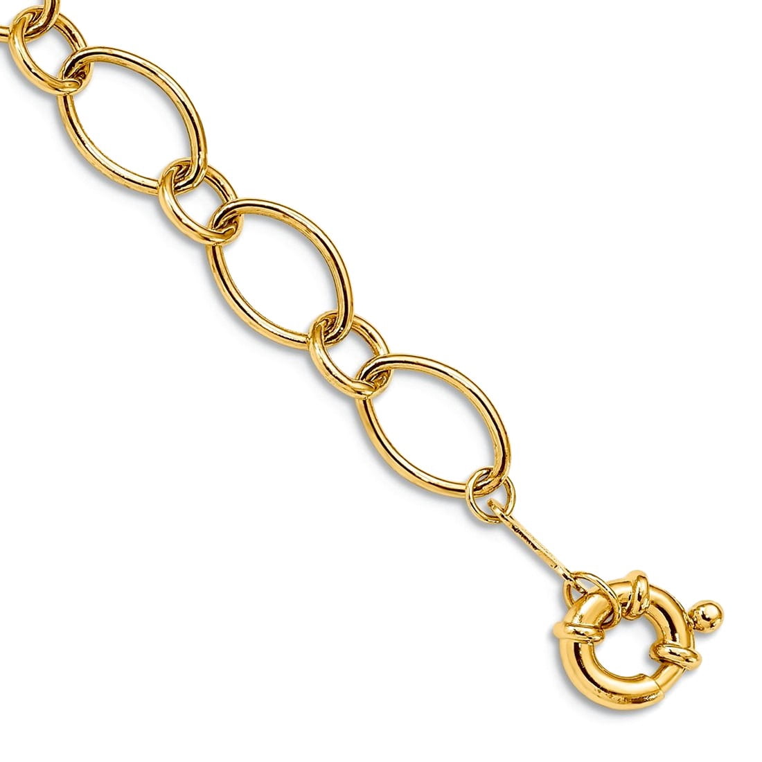 14k Yellow Gold Polished Fancy Spring Lock Closure Oval and Circles ...