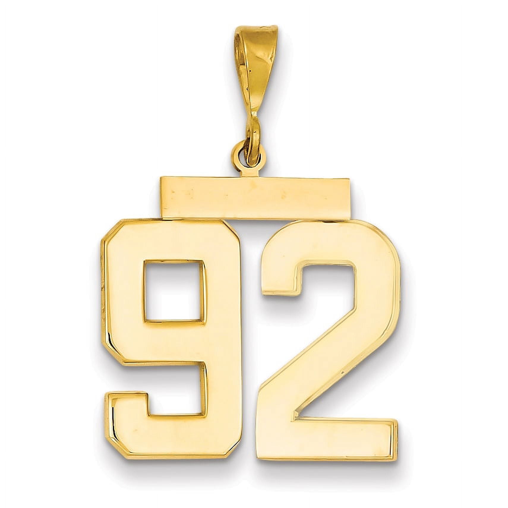 14k Yellow Gold Polished Finish Large Size Number 92 Charm Pendant ...