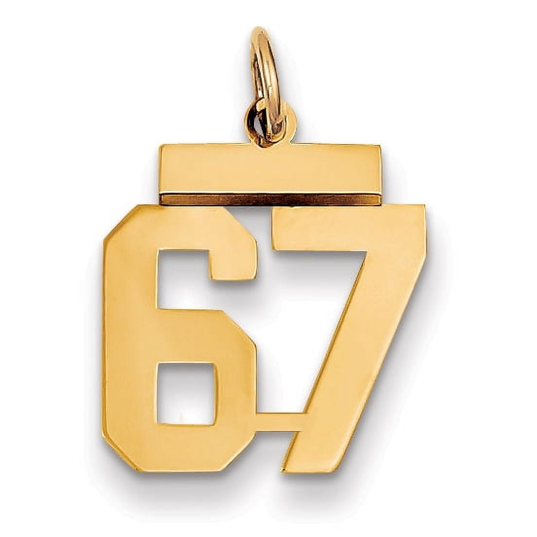 14k Yellow Gold Polished Finish Small Size Number 67 Charm Pendant ...