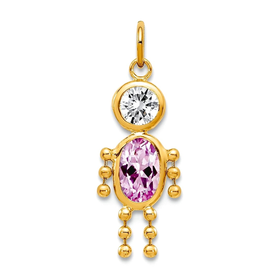 14k Yellow Gold Polished June Gemstone Charm 19x9mm Wide Pendant ...
