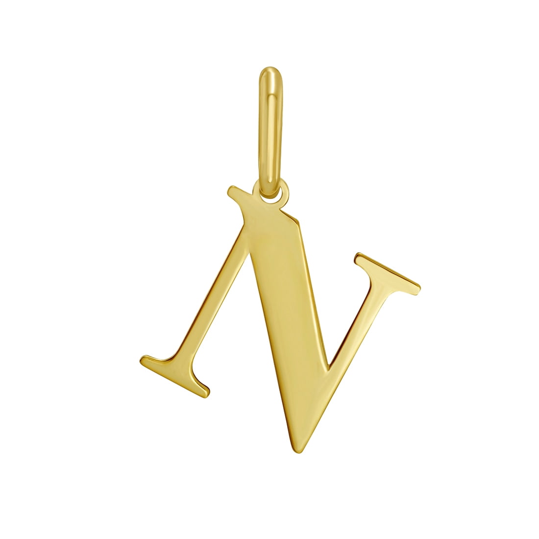 14k Yellow Gold Polished Letter Name Personalized Monogram Initial N ...