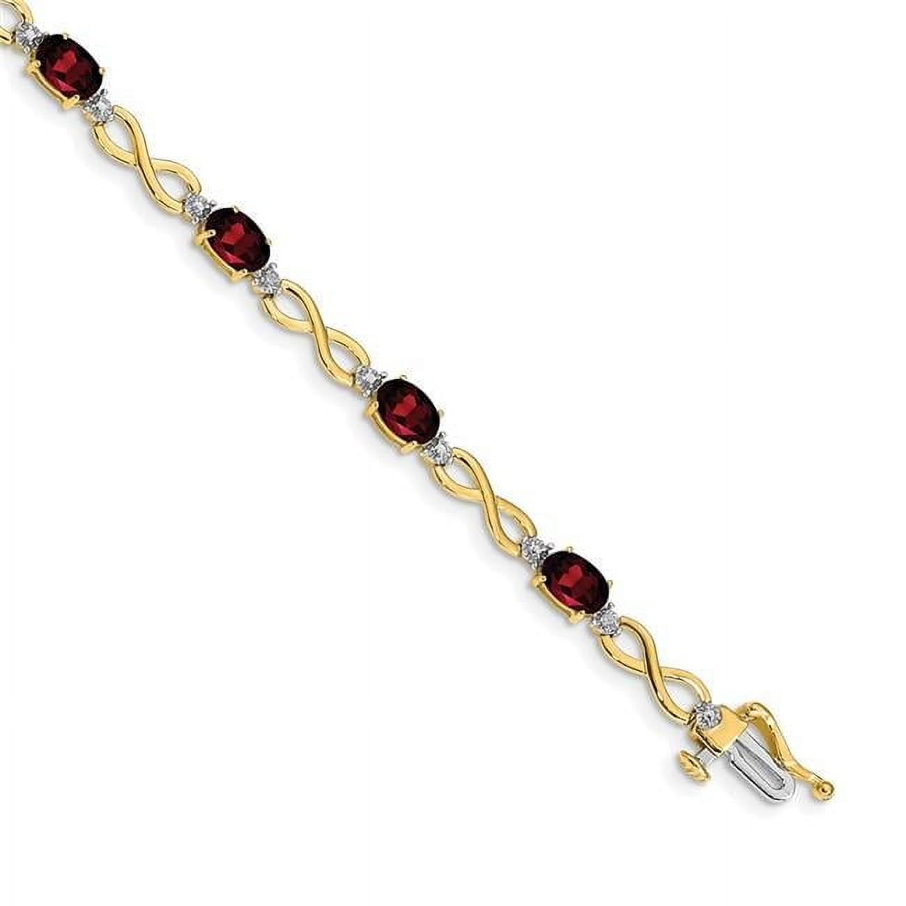 14k Yellow Gold Polished Prong set Box Catch Closure Garnet and Diamond ...