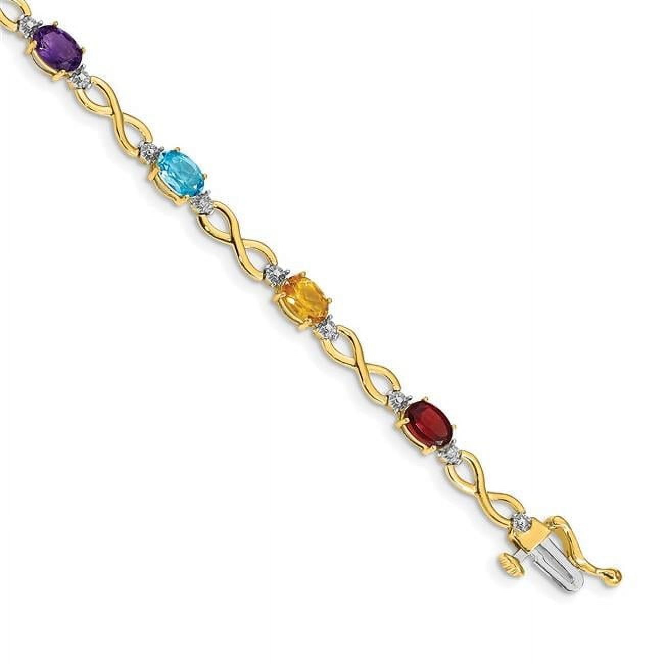 14k Yellow Gold Polished Prong set Box Catch Closure Rainbow and ...