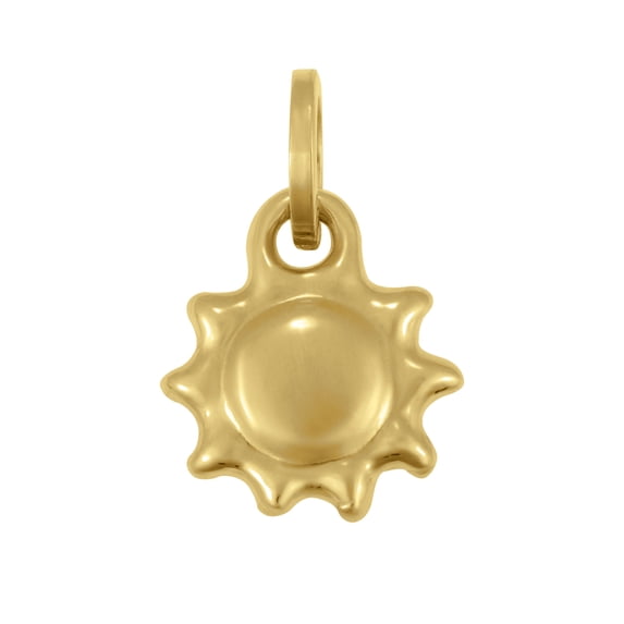14k Yellow Gold Polished Puffy Sun Charm Pendant Necklace Pendant for ...