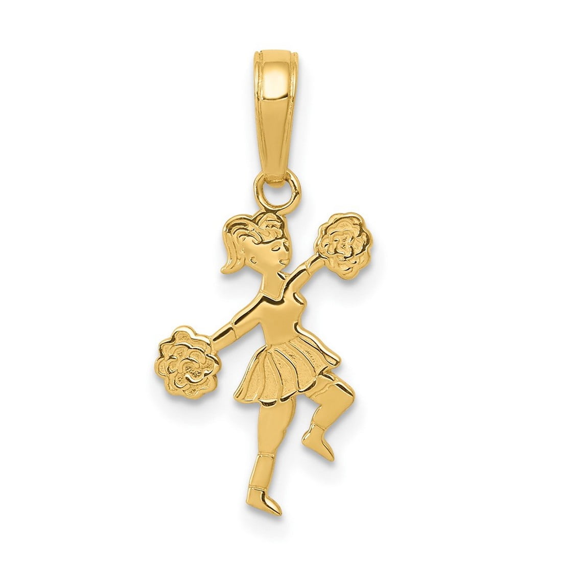 14k Yellow Gold Polished Small Cheerleader March Pom Pom Pendant ...
