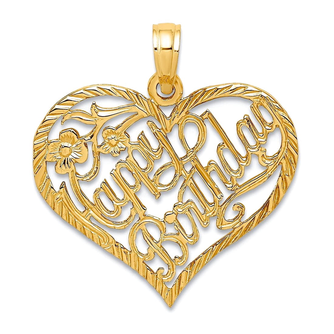 14k Yellow Gold Polished Solid Talking Happy Birthday Love Heart ...