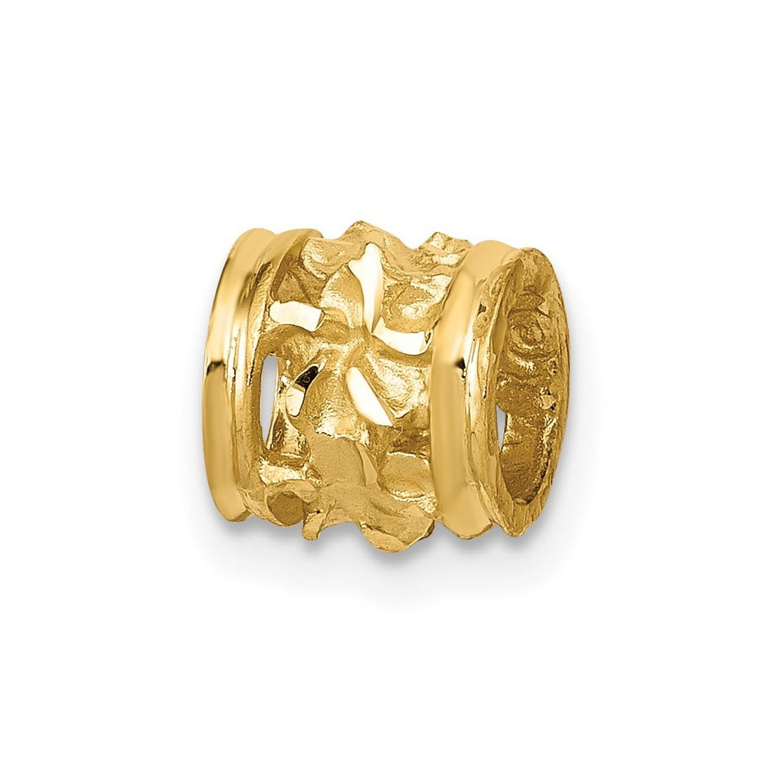 14k Yellow Gold Polished Sparkle Cut Mini Teen Plumeria Barrel Chain ...