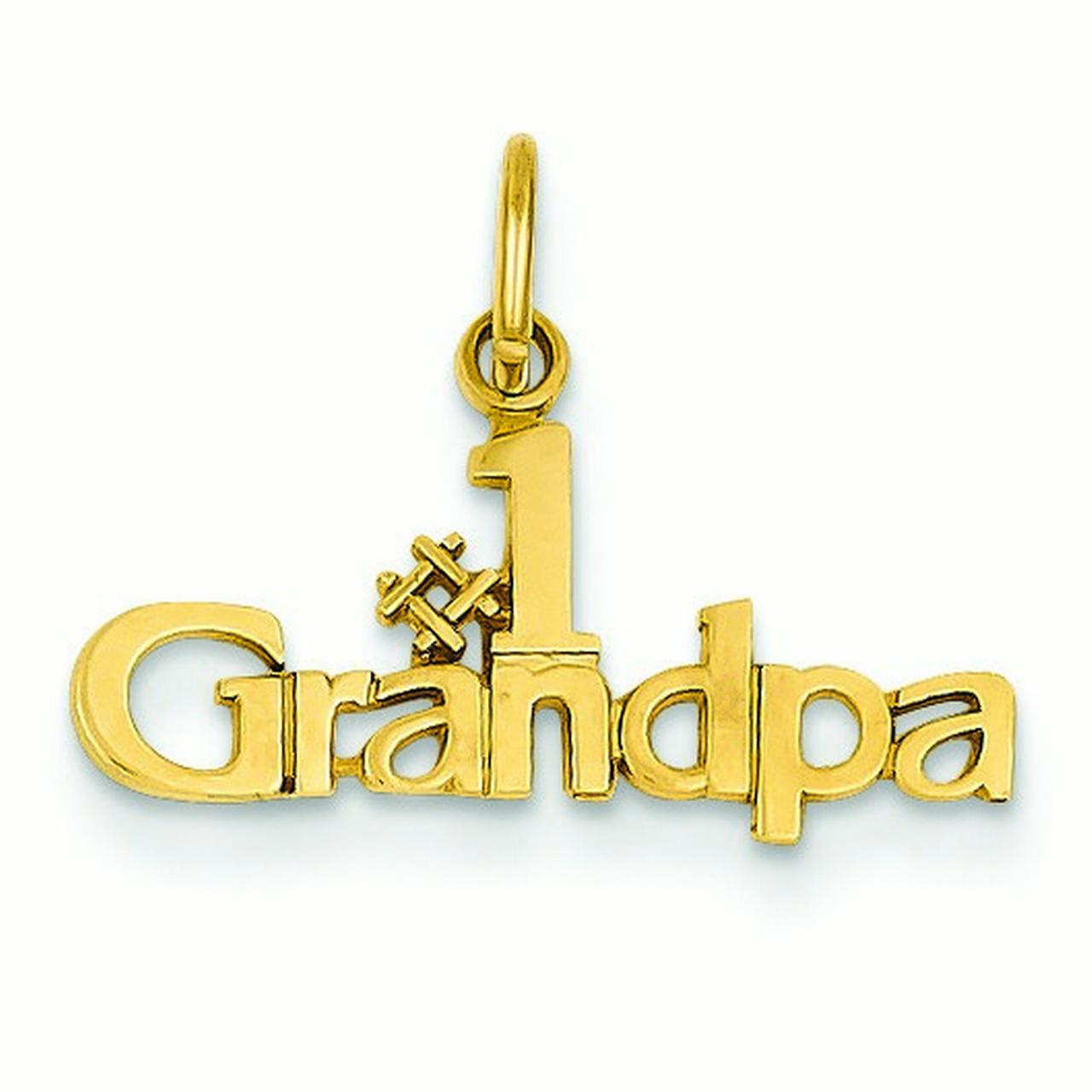 14k Yellow Gold Polished Textured back Number 1 Grandpa Charm Pendant ...