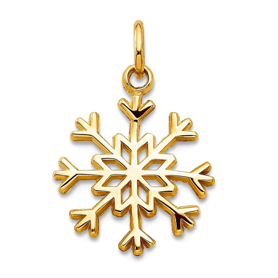 14k Yellow Gold Polished Snowflake Charm Pendant for Christmas ...