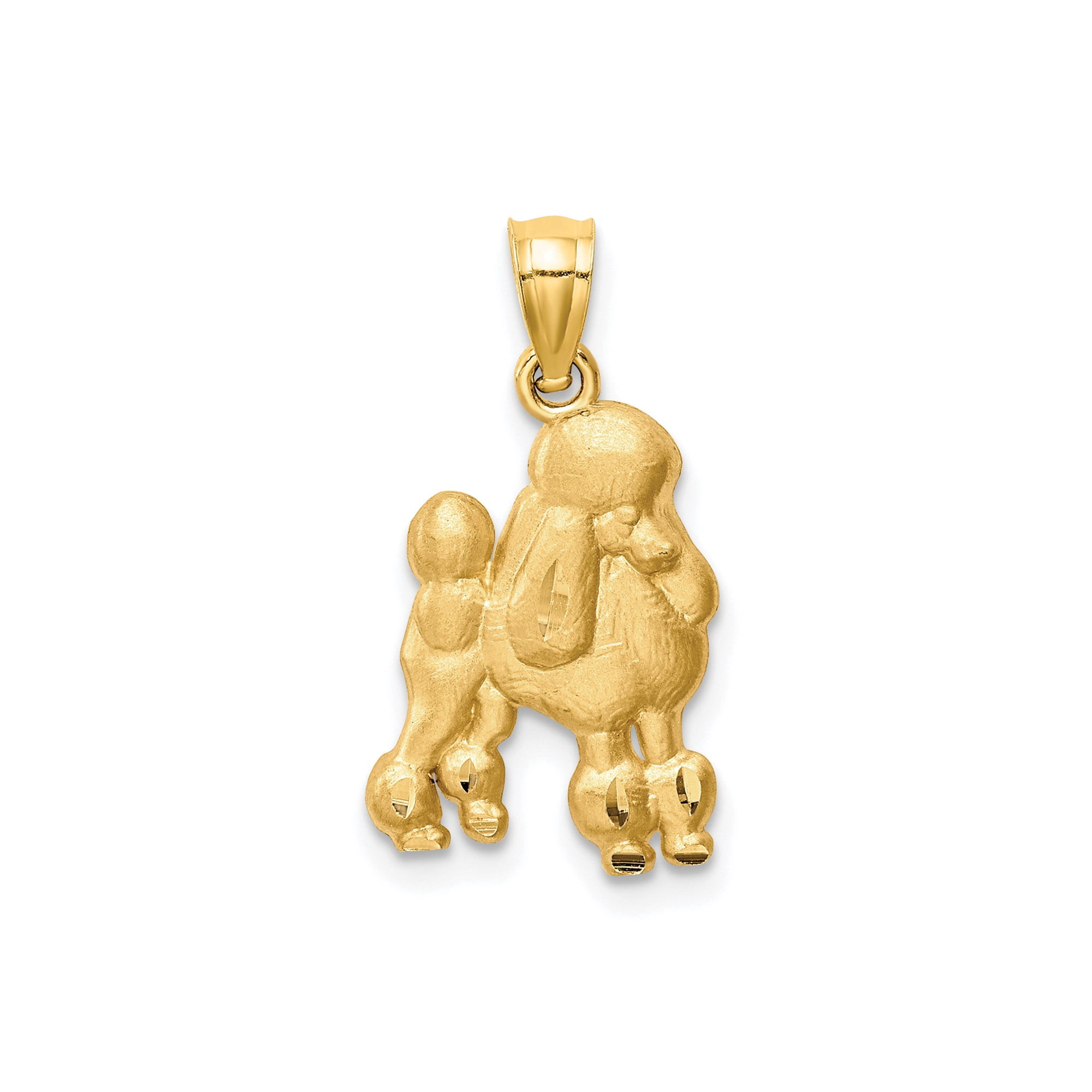 14k Yellow Gold Poodle Pendant for Women, Detailed Dog Charm with ...