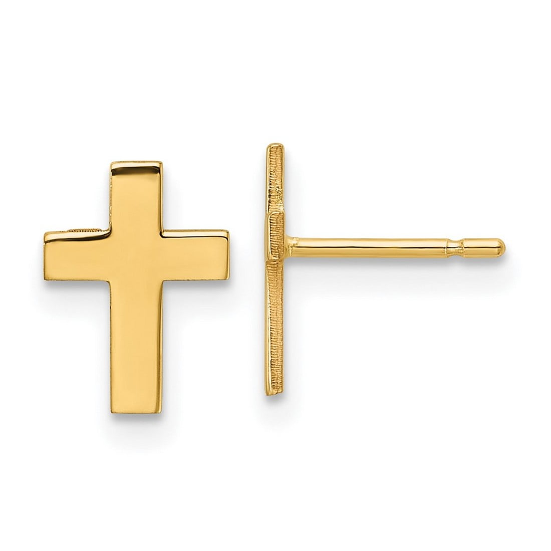 14k Yellow Gold Post Polished Religious Faith Cross Earrings 9x7mm Wide ...