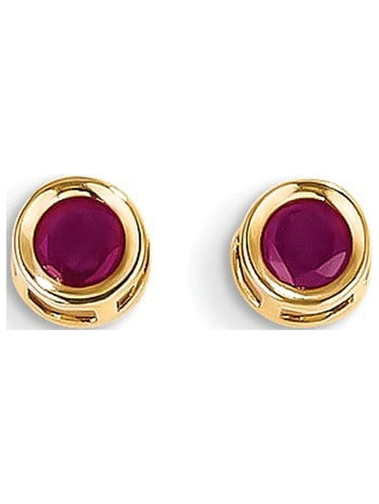 14k Yellow Gold Red Ruby Post Stud Earrings July Birthstone Gemstone ...