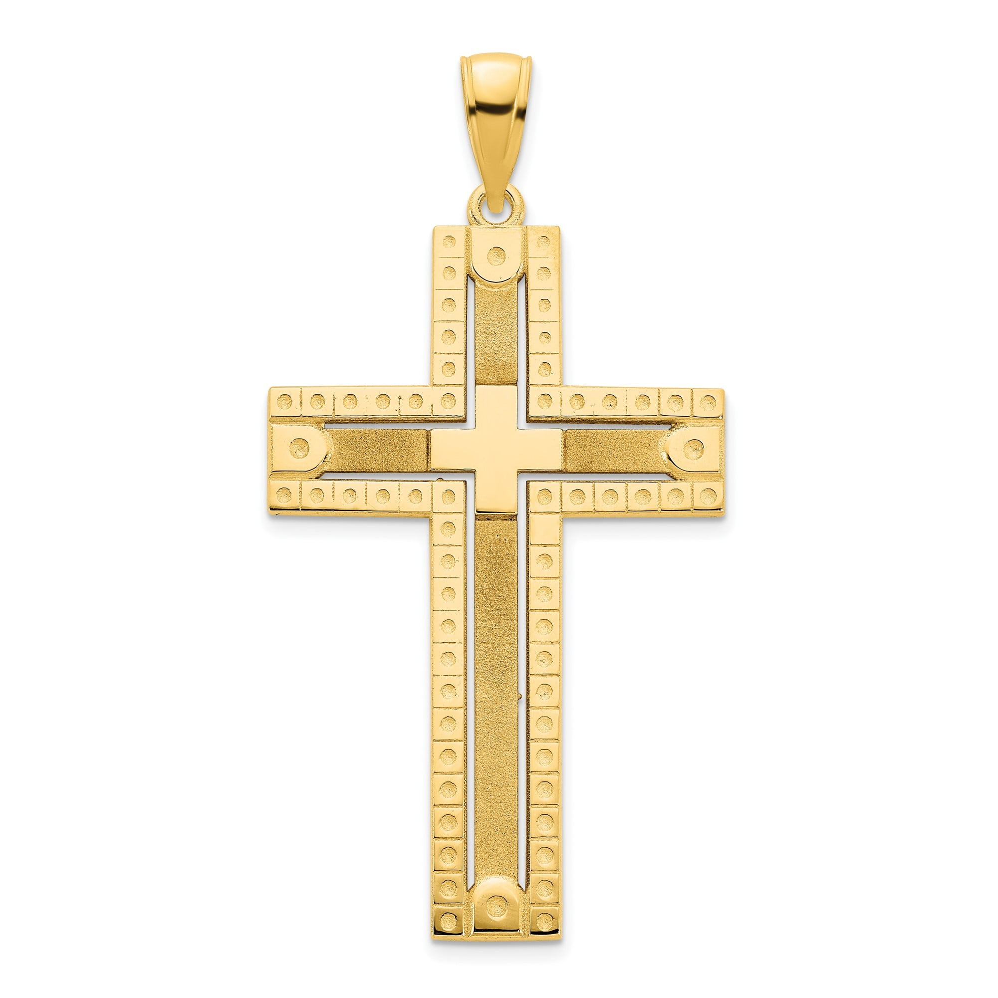 14k Yellow Gold Religious Cross Pendant Necklace for Men and Women with ...