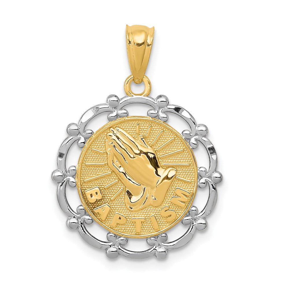 14k Yellow Gold Rhodium Plated Baptism Pendant Fine Jewelry For Women ...