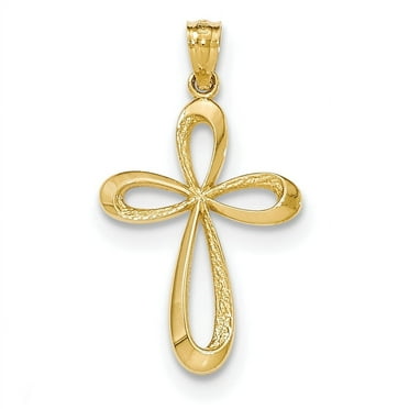 14k White Gold Tubular Cross Religious Pendant Fine Jewelry for Women ...