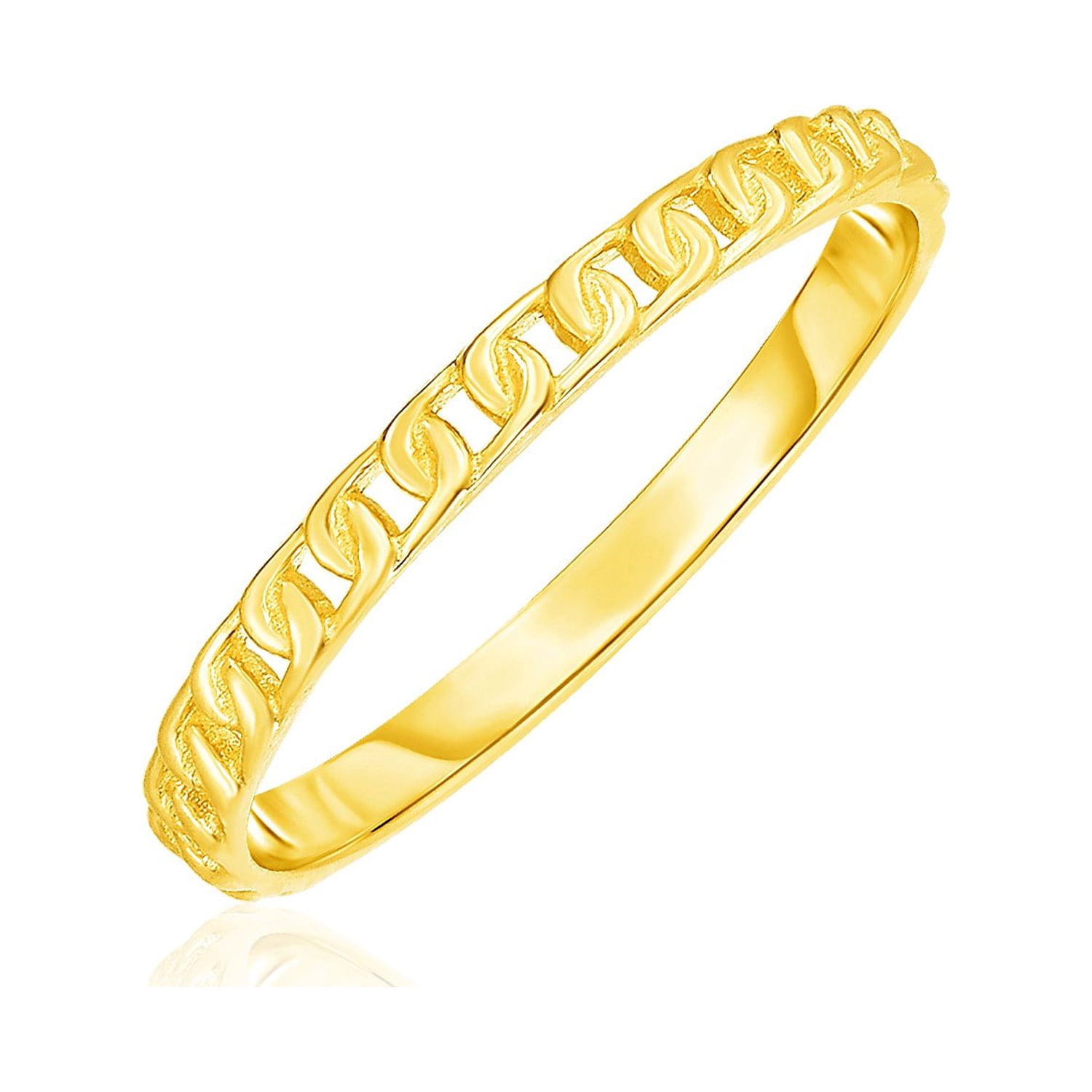 14k Yellow Gold Ring with Bead Texture - Walmart.com