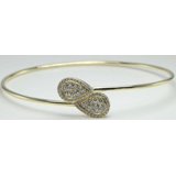 14k Yellow Gold Round Flexible wire bangle with diamond set pear-shape ...