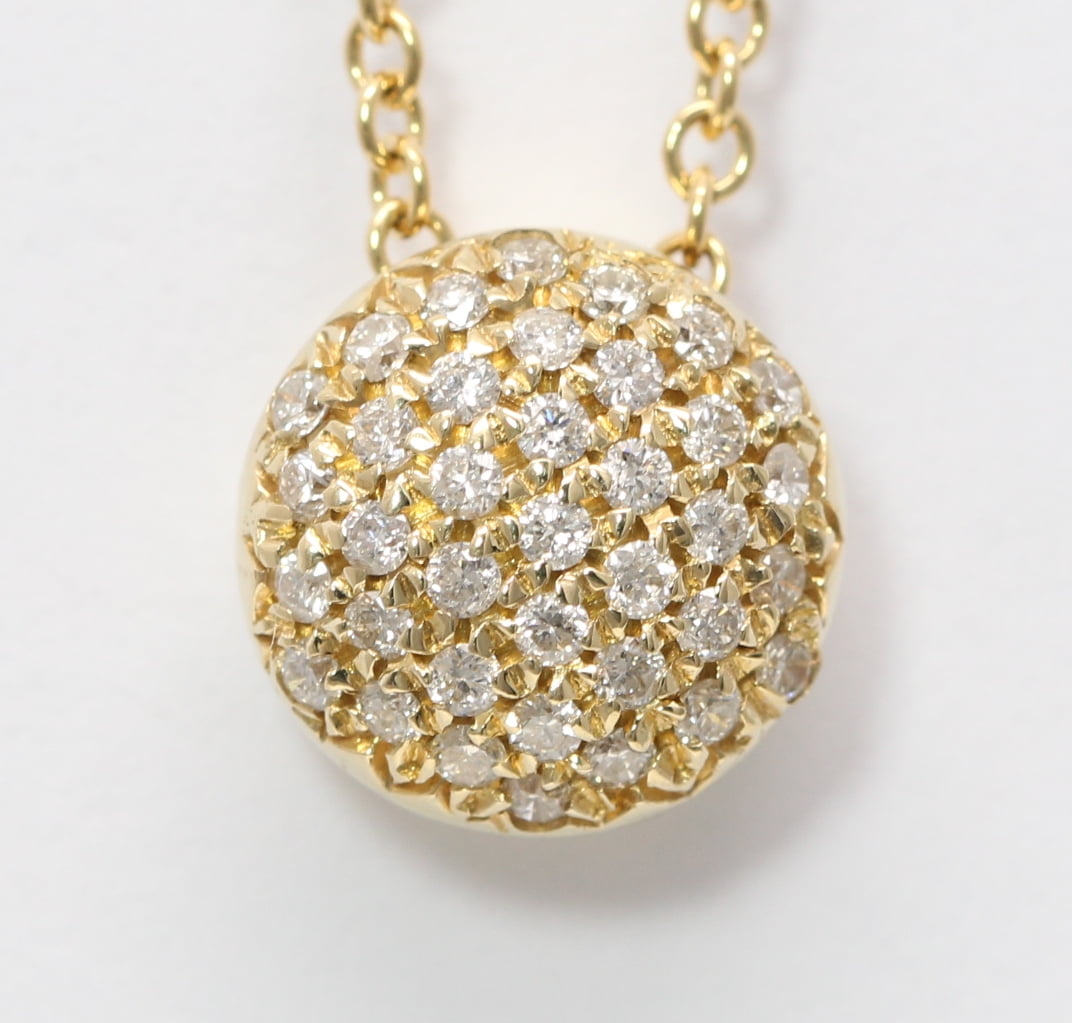 14k Yellow Gold Round Pave Setting Classic diamond set convex shaped ...