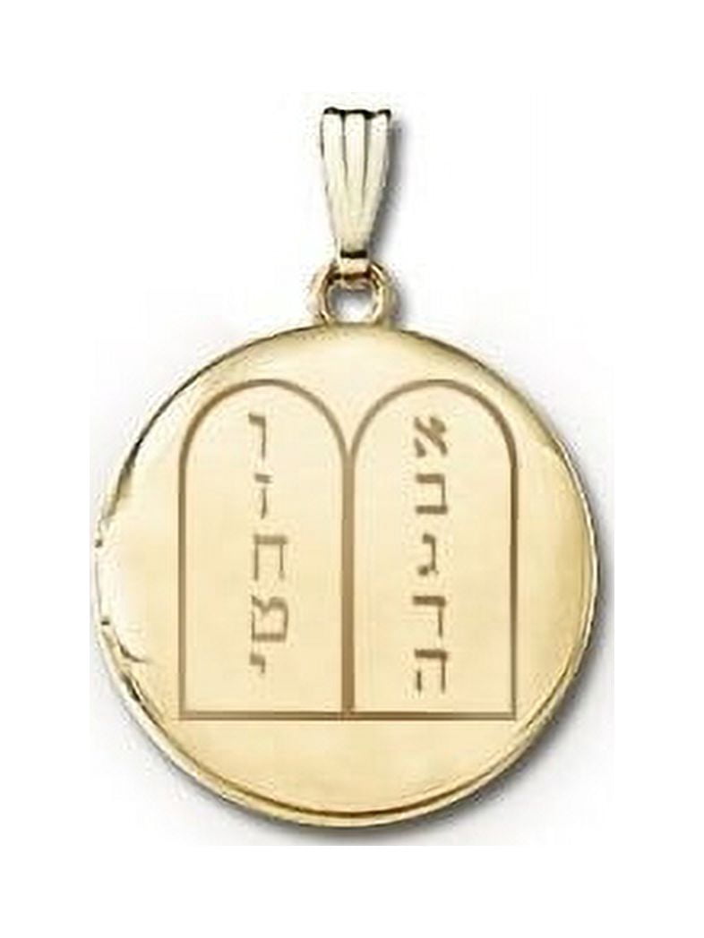 14k Yellow Gold Round "Ten Commandments" Symbol Picture Locket - over 3 ...