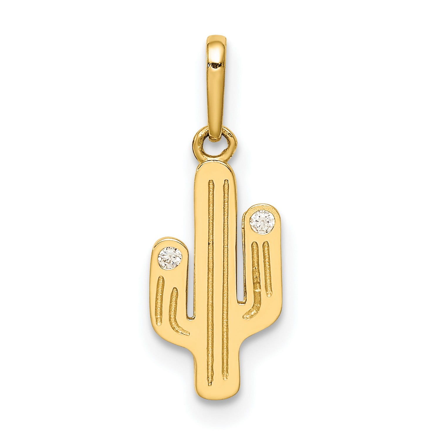 14k Yellow Gold Saguaro Cactus Pendant With CZ Stones - Walmart.com