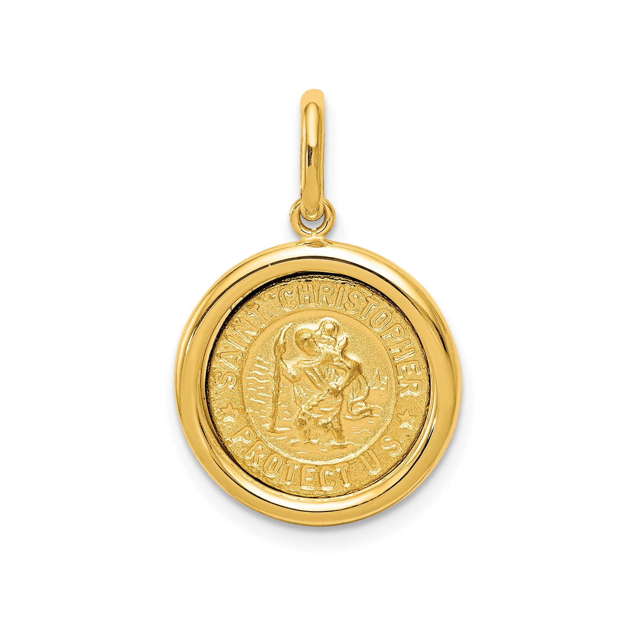 14k Yellow Gold Saint Christopher Medal Necklace for Protection ...