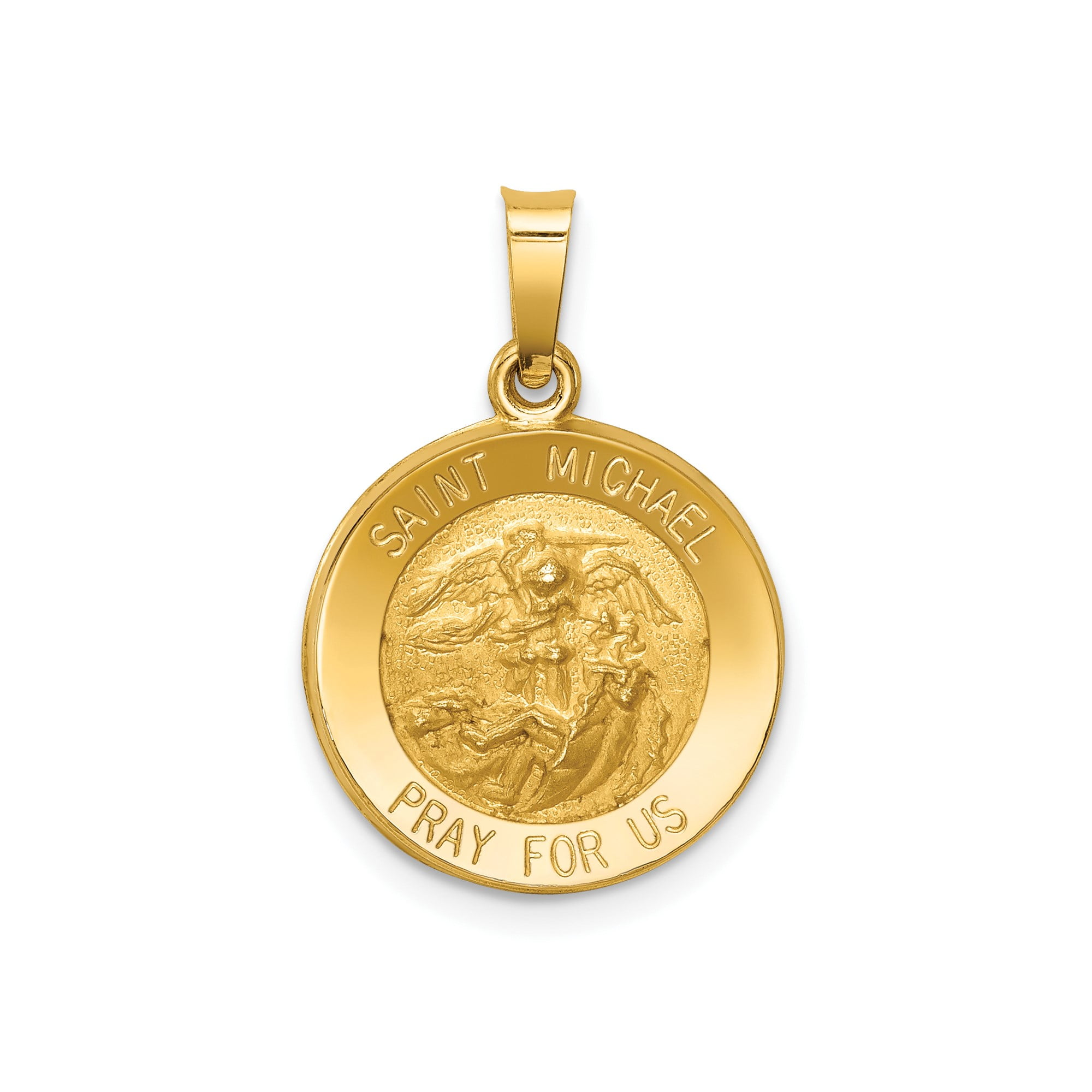 14k Yellow Gold Saint Michael Pendant Necklace for Men or Women ...
