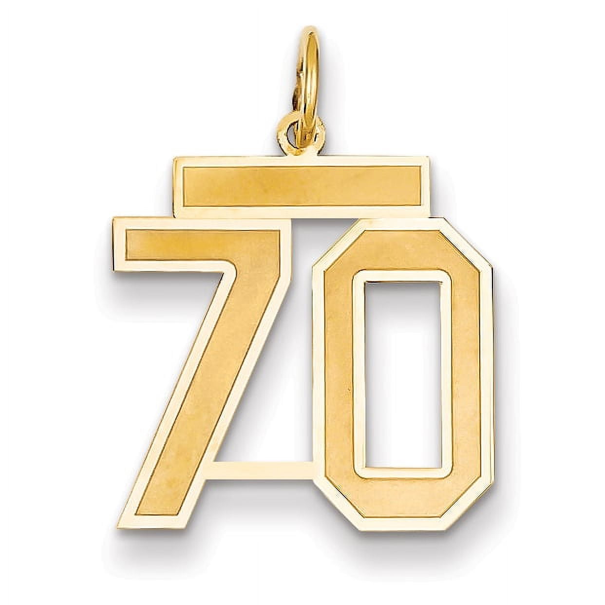 14k Solid Yellow Gold, Satin Brush Finish, Medium Size Number 70 Charm Pendant - Walmart.com