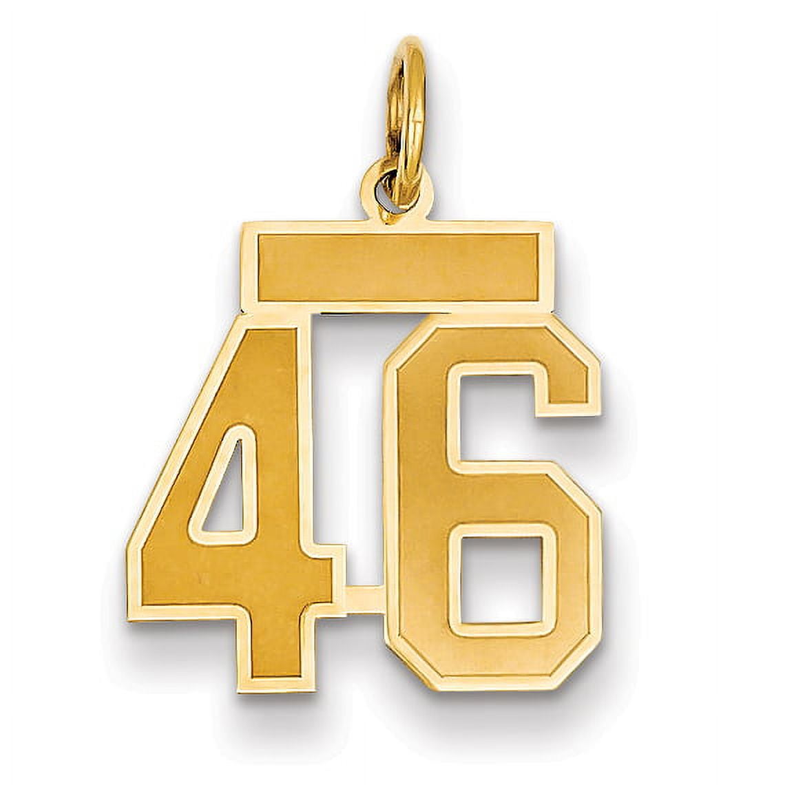 14k Yellow Gold Satin Brush Finish Small Size Number 46 Charm Pendant ...