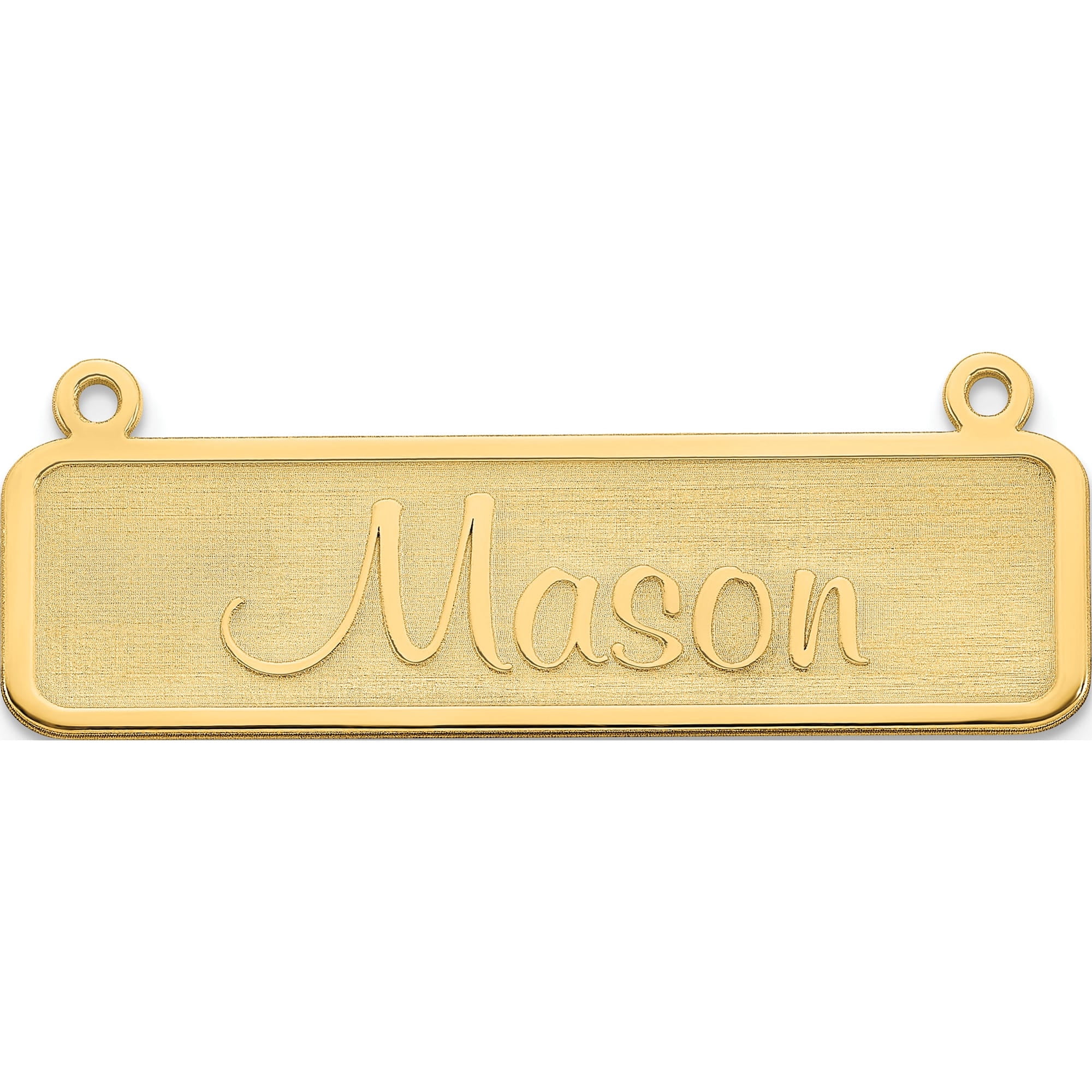 14k Yellow Gold Satin Name Plate Bar Polished Engravable Laser Inspired ...