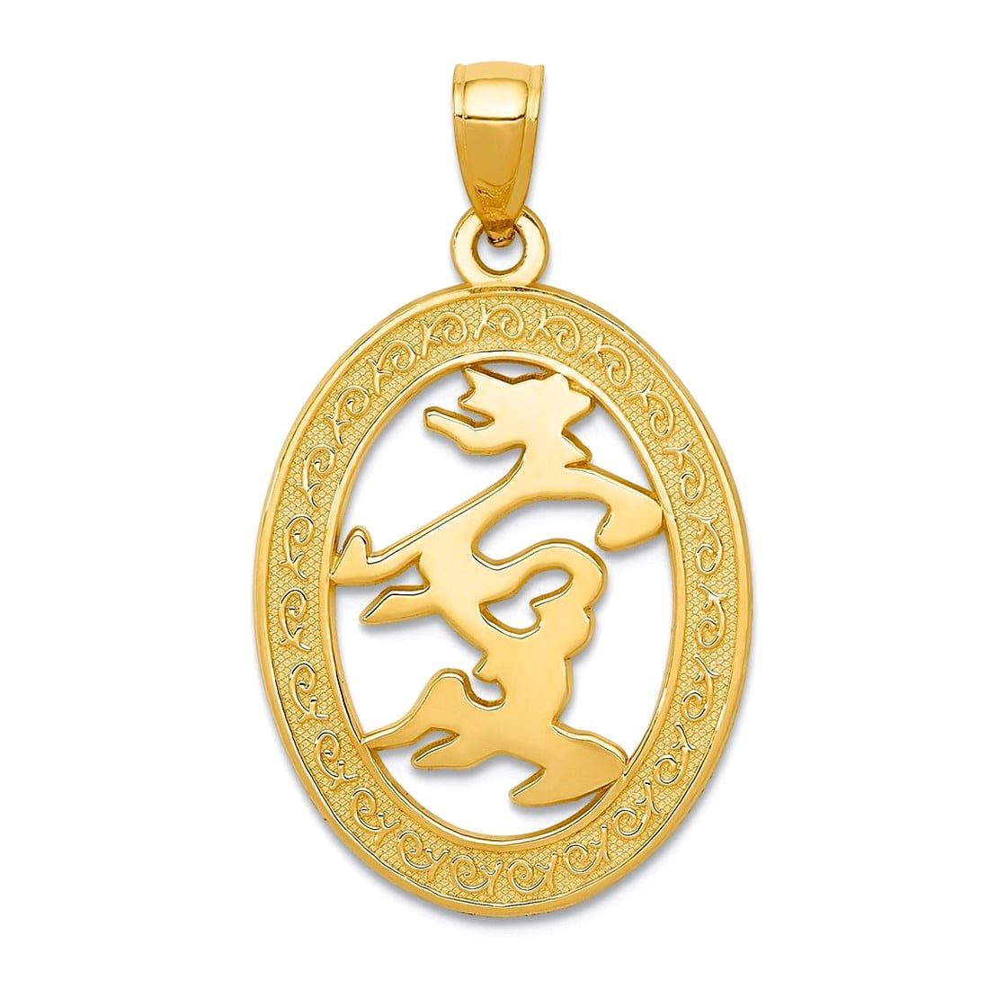 Finest Gold 14K Yellow Gold Chinese Happiness Symbol in Oval Frame ...