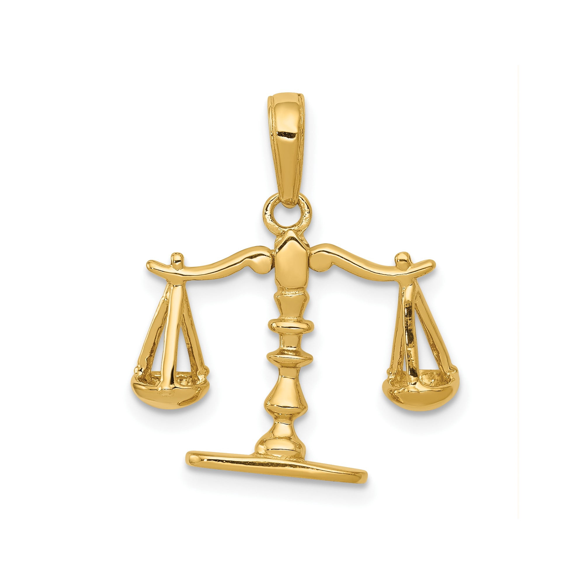14k Yellow Gold Scales of Justice Pendant Charm, Polished Legal ...