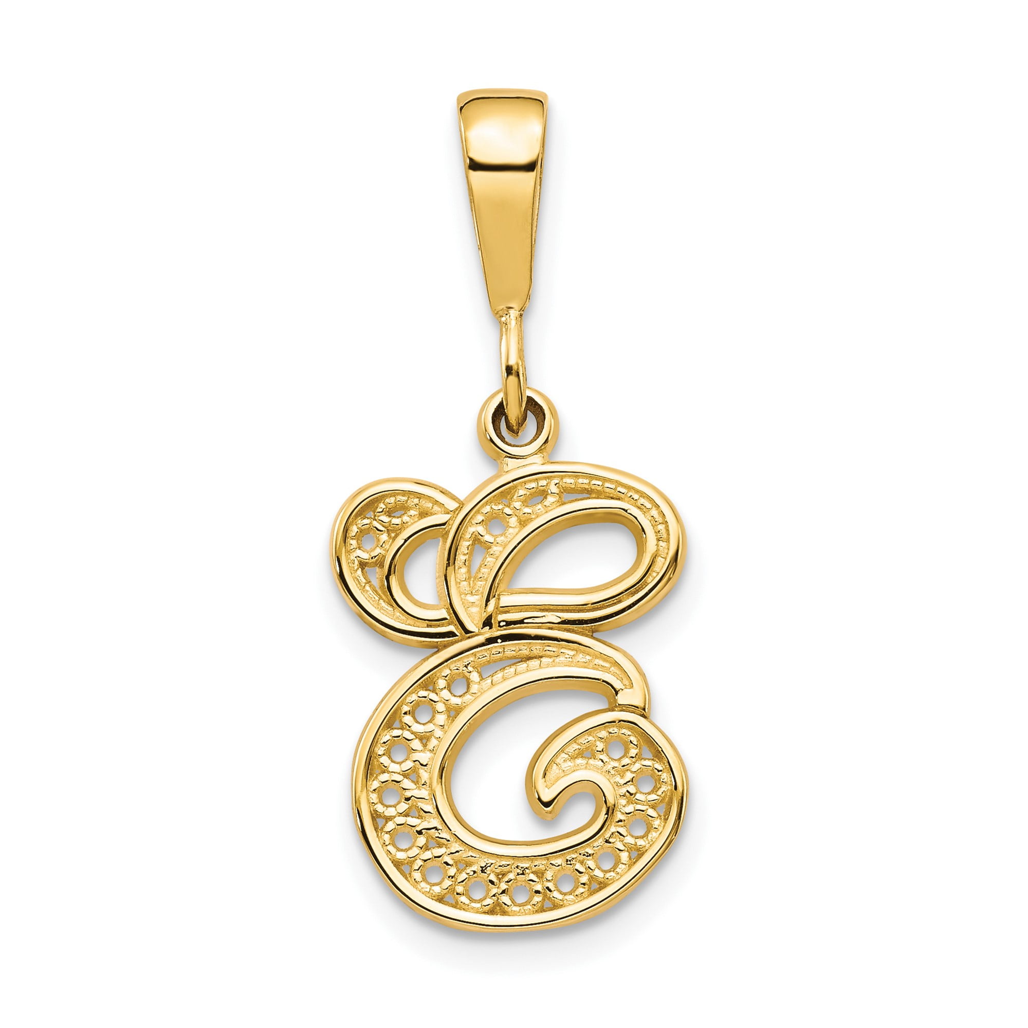 14k Yellow Gold Script G Pendant for Women, Filigree Initial Charm for ...