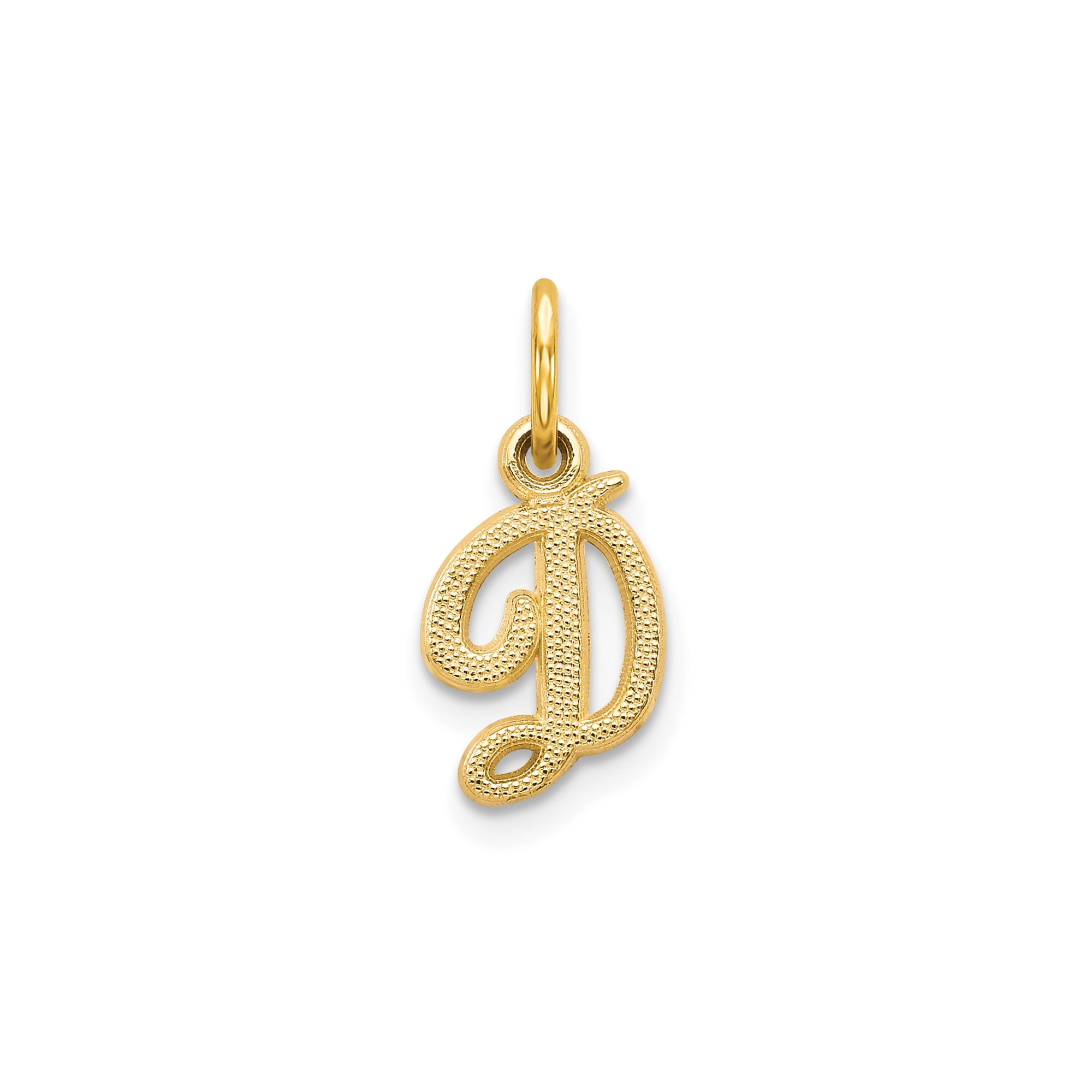 14k Yellow Gold Script Initial D Pendant Charm for Women or Unisex ...