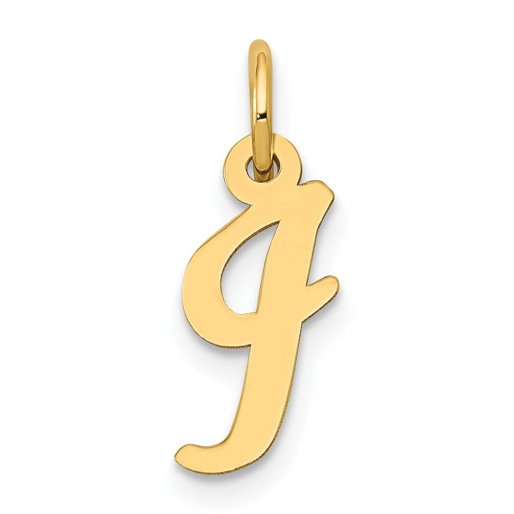 14k Yellow Gold Script Initial J Pendant for Women, Polished Cursive ...