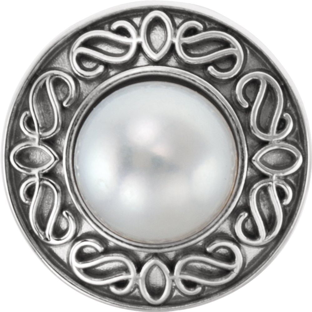 14k Yellow Gold Scroll Earring Mounting for 6.5mm Pearl Fine Jewelry ...
