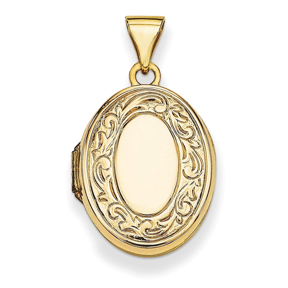 14k Yellow Gold Scroll Oval Locket - 1.2 Grams - Measures 23.8x14.05mm ...