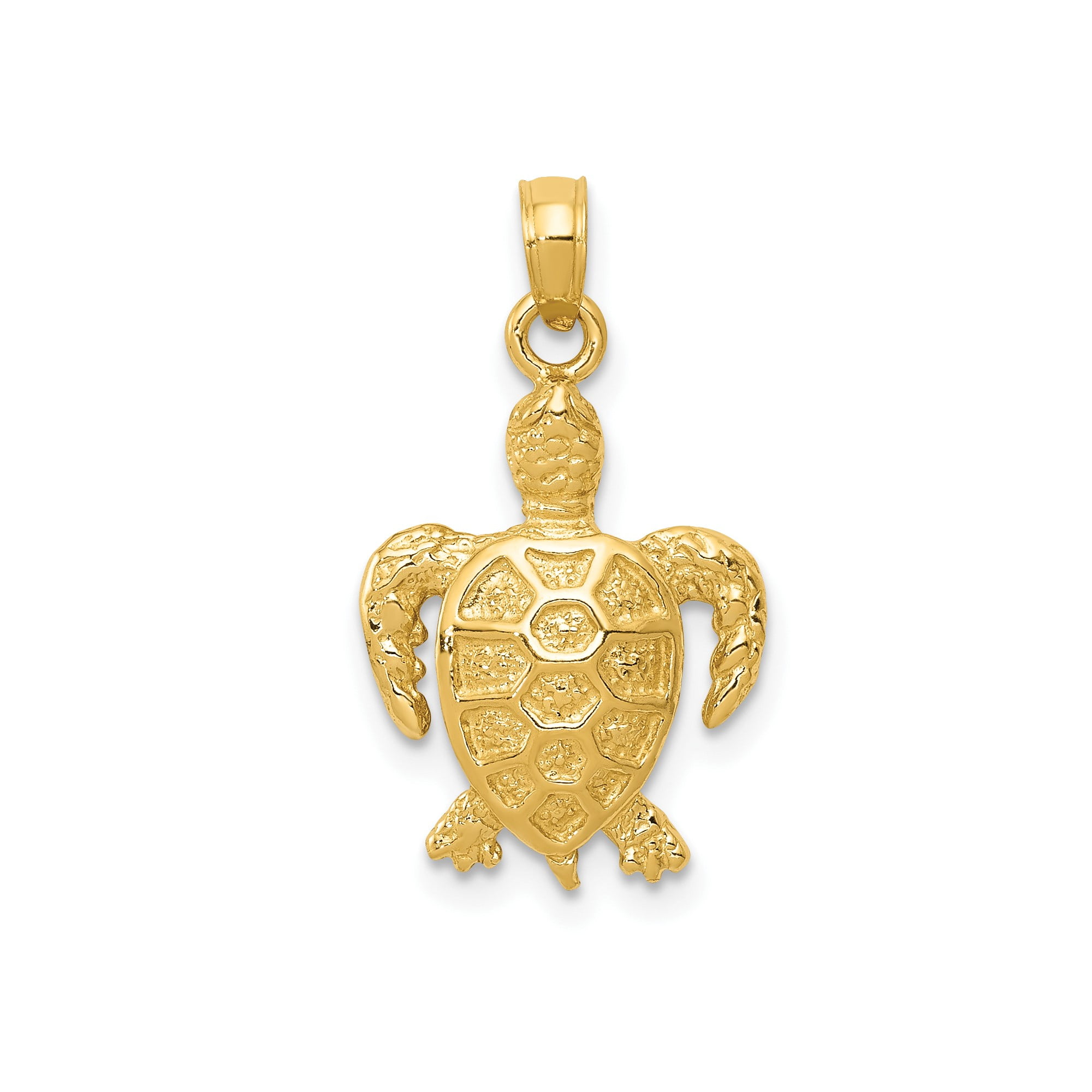 14k Yellow Gold Sea Turtle Pendant Necklace for Women or Unisex Wear ...