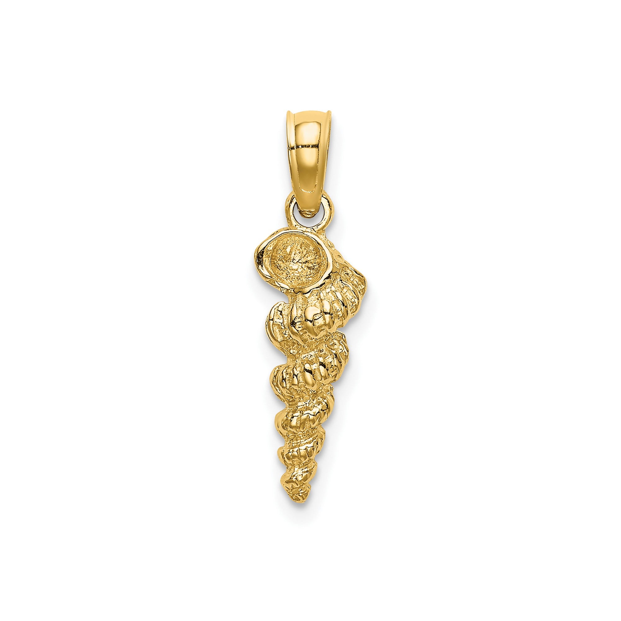 14k Yellow Gold Seashell Pendant for Women, Spiral Shell Design with ...