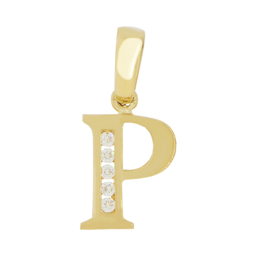 14k Yellow Gold, Small Initial Capital Letter P Pendant Charm Created ...