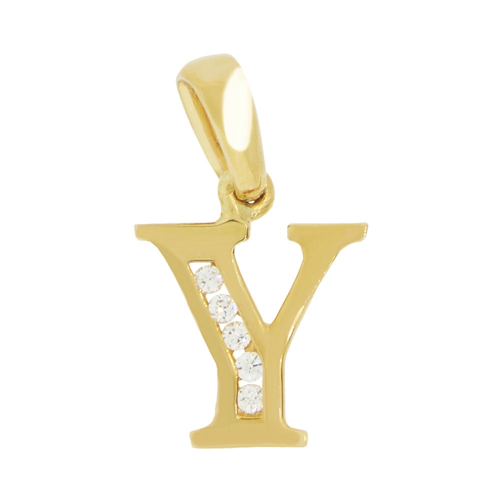 14k Yellow Gold, Small Initial Capital Letter Y Pendant Charm Created ...