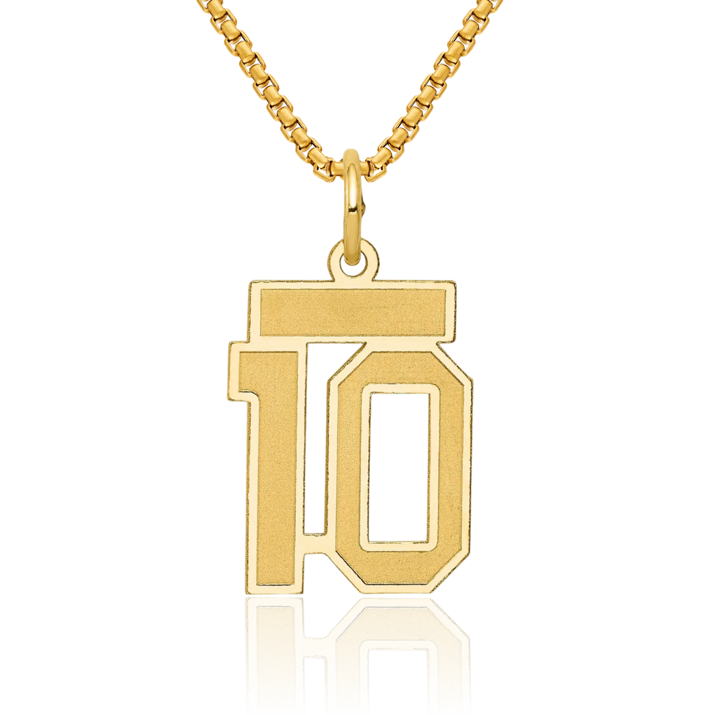 14K Solid Yellow Gold Number 10 Necklace Chain Pendant Charm - Walmart.com