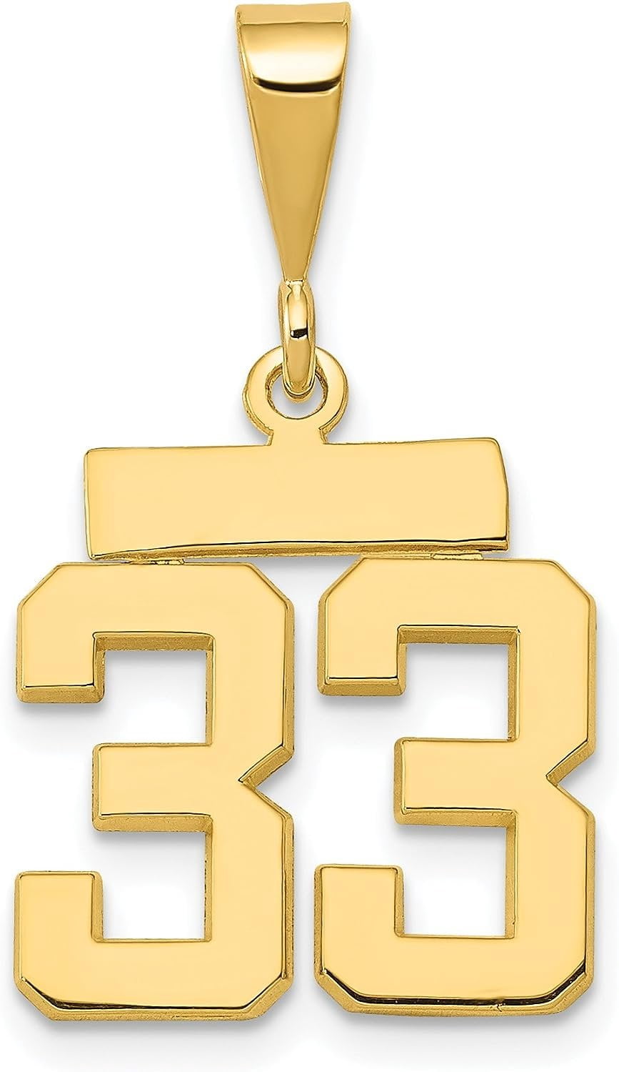 14k Yellow Gold Small Polished Number 33 Charm - 17.72mm - Walmart.com