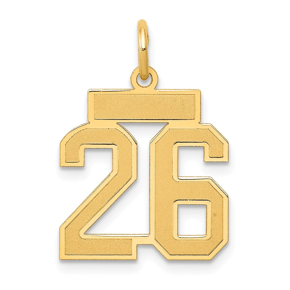 14k Yellow Gold Small Satin Number 26 Charm - Walmart.com
