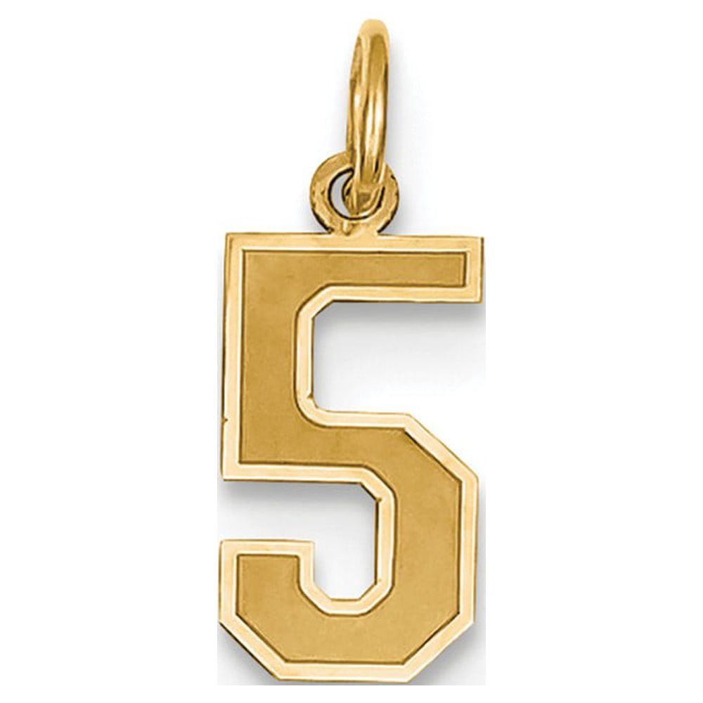 14k Yellow Gold Small Satin Number 5 Charm - Walmart.com