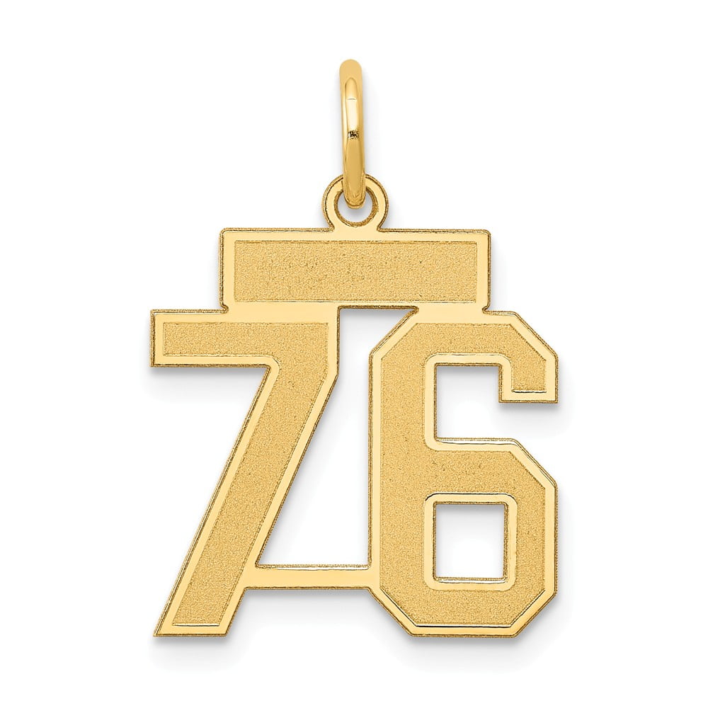 14k Yellow Gold Small Satin Number 76 Charm Pendant - Walmart.com