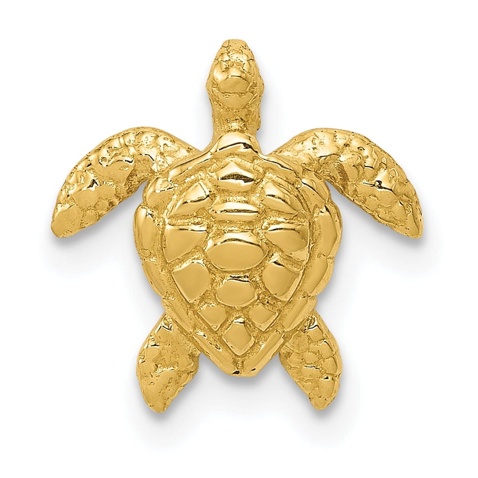 14k Yellow Gold Small Sea Turtle Necklace Floating Open Chain Slide ...