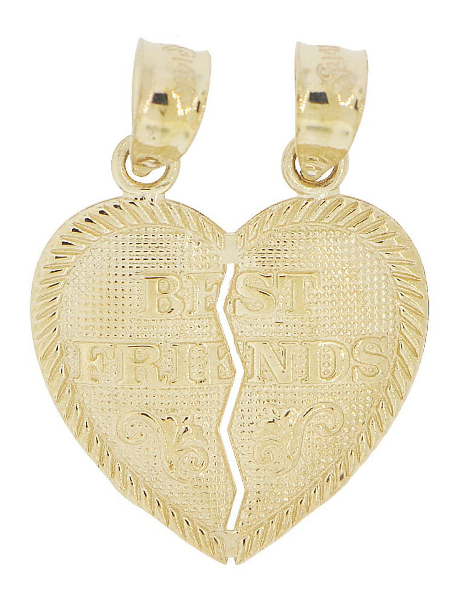 14k Yellow Gold, Small Size Sharing Split Heart Pendant Charm Best ...